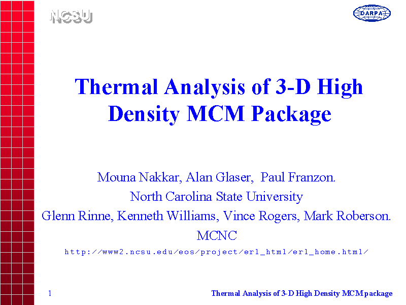 Thermal Analysis of 3-D High Density MCM Package